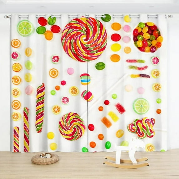 2024 New Sweet Candy Shade Print Curtain Non-fading Bedroom Living Room ...