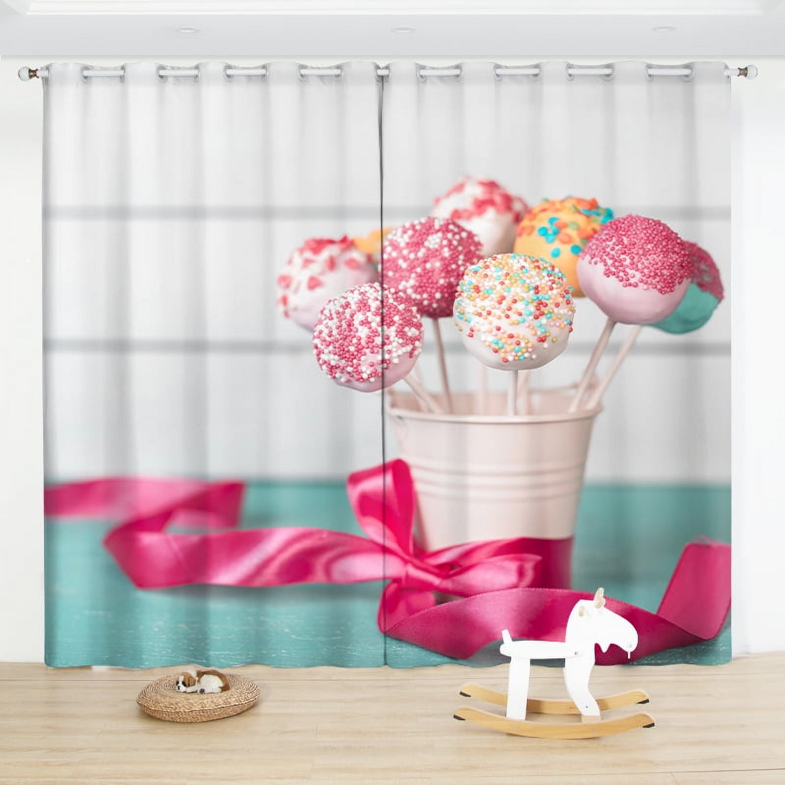 2024 New Sweet Candy Shade Print Curtain Non-fading Bedroom Living Room ...