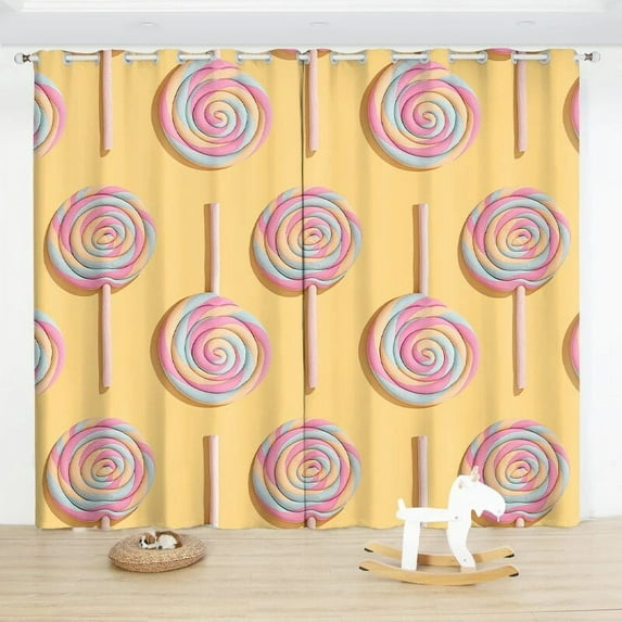 2024 New Sweet Candy Shade Print Curtain Non-fading Bedroom Living Room ...