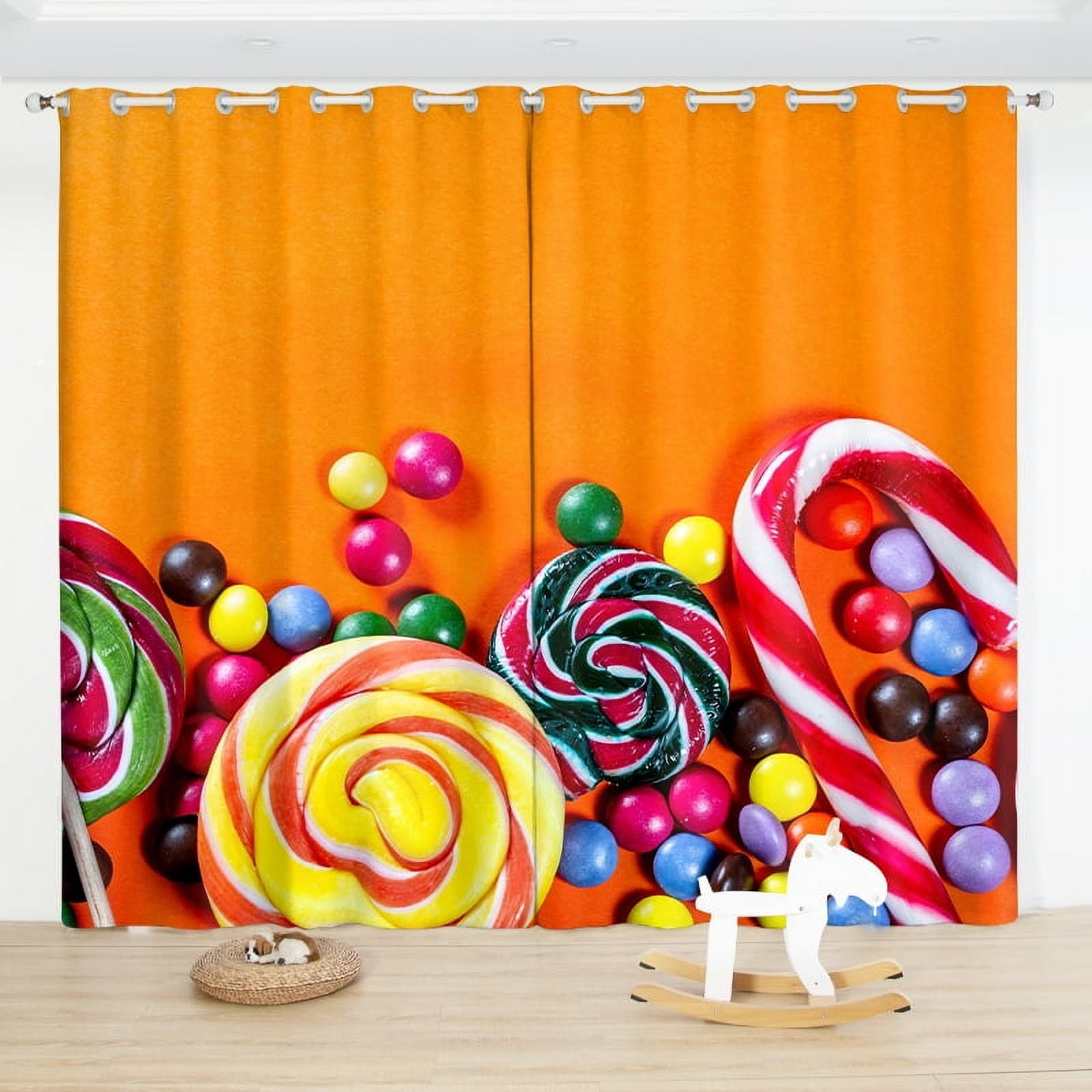 2024 New Sweet Candy Shade Print Curtain Non-fading Bedroom Living Room ...