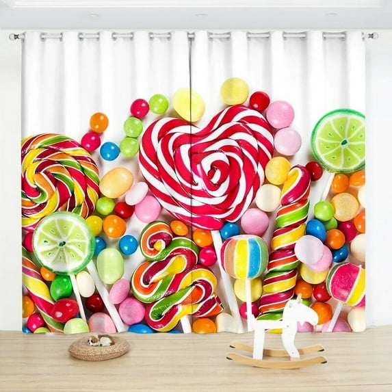 2024 New Sweet Candy Shade Print Curtain Non-fading Bedroom Living Room ...