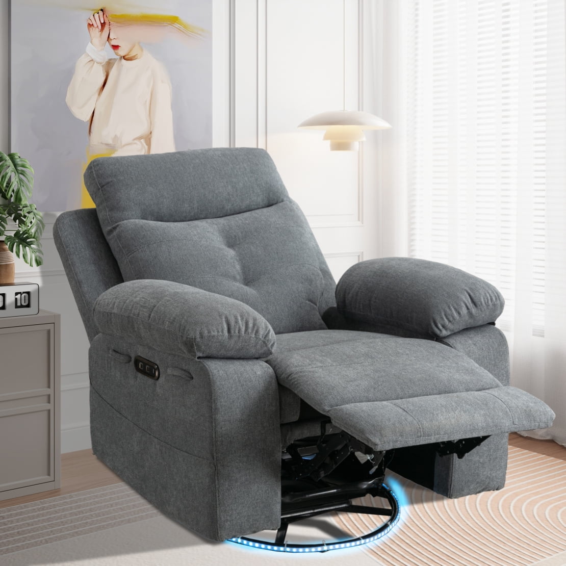 2024 New Swivel Recliner Chair for Adults | Bluetooth Stereo | LED ...