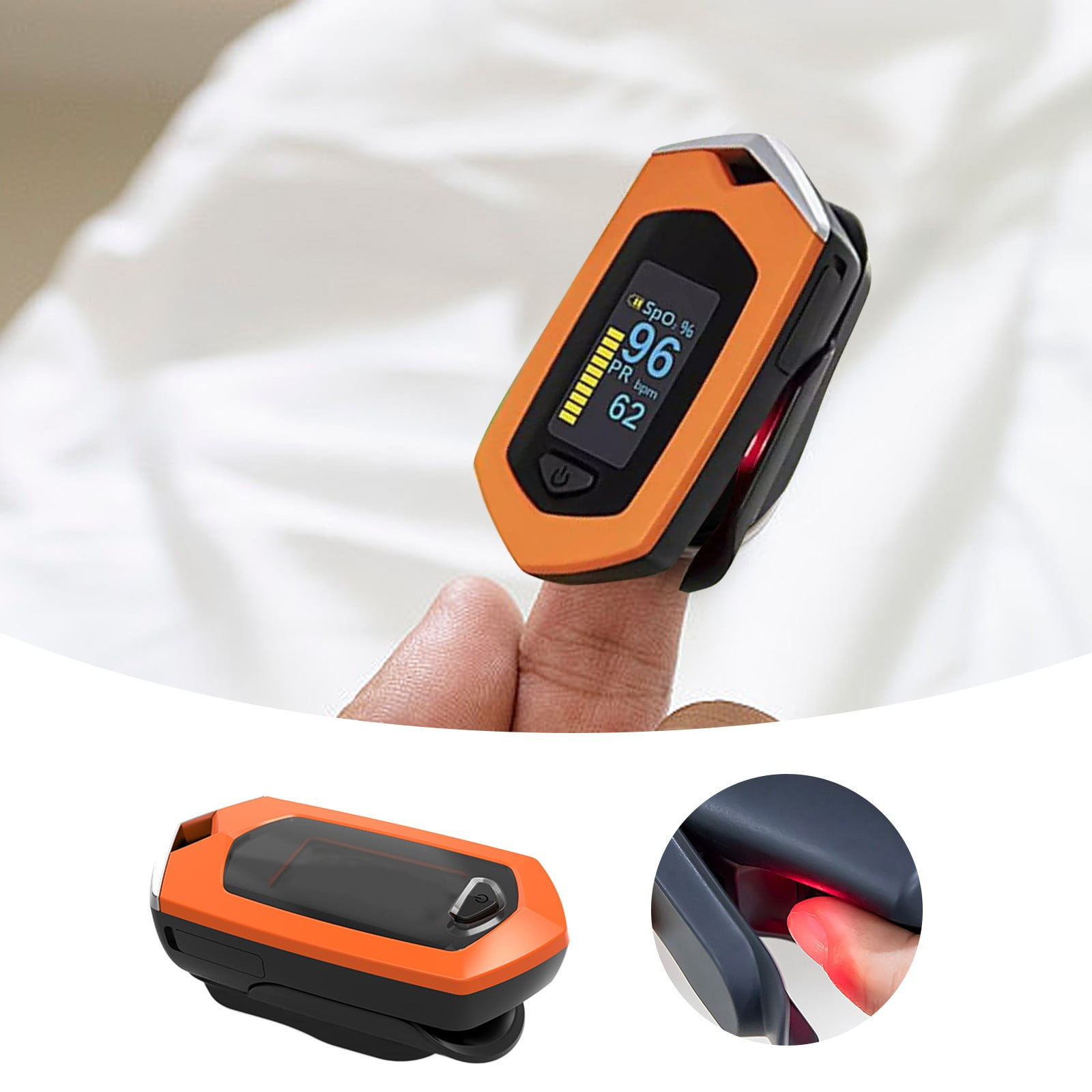 2024 New,USB Rechargeable Finger Heart Rate Oxygen Meter Sensor PI ...