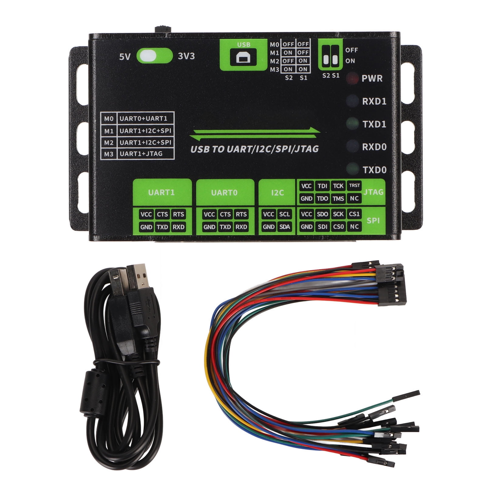 2024 New USB to UART I2C SPI JTAG Converter Supports Multiple Interfaces 3.3V 5V Aluminium Alloy ...