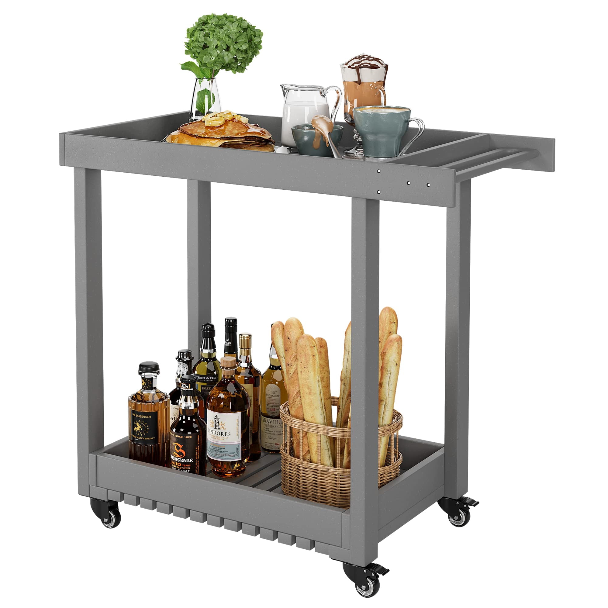 2024 New Utility Service Cart, 2 Shelf HDPE Multi-Purpose Rolling ...