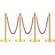 SKYSHALO 4Pcs Stainless Steel Stanchion Posts 2 Red Velvet Ropes Gold ...