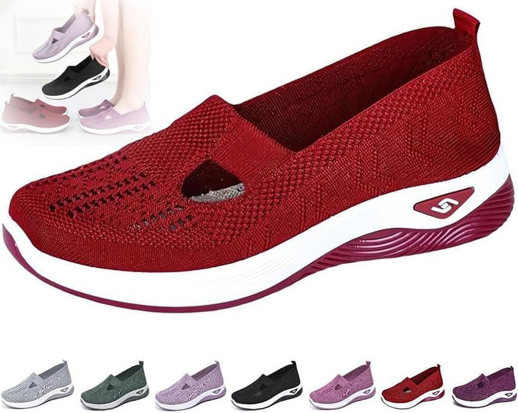 2024 New Women's Woven Orthopedic Breathable Soft Shoes Go Walking Slip ...