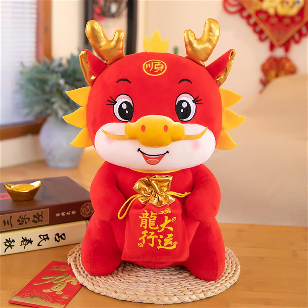 2024 New Year Chinese Zodiac Dragon Plush Toy Cute Stuffed Red Dragon ...