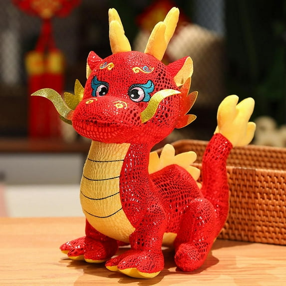 MAOKA 2024 Chinese Zodiac Dragon Plush Toy, Cute Red Mascot Pillow ...