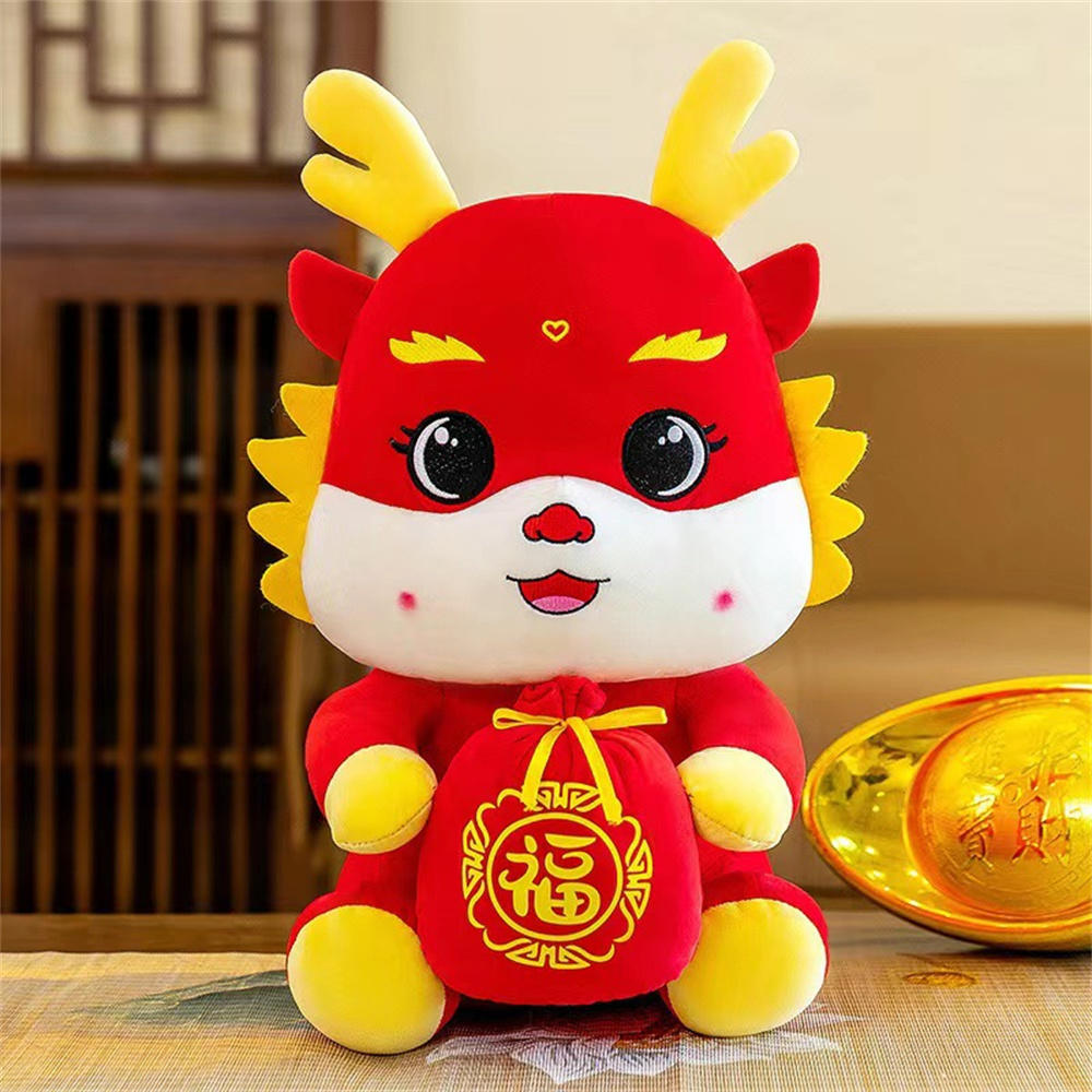 2024 New Year Chinese Zodiac Dragon Plush Toy Cute Stuffed Red Dragon ...