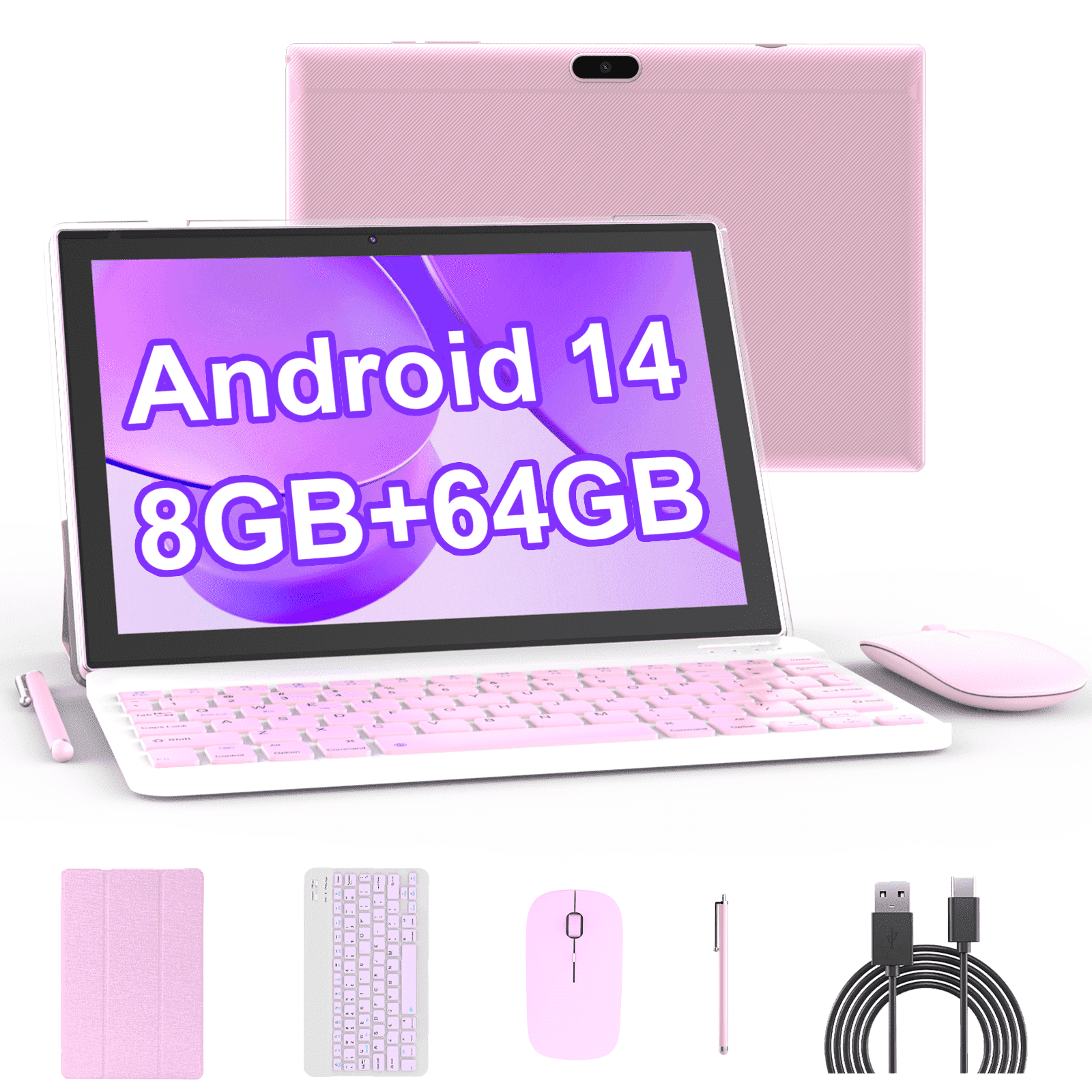 Tablets Android 14, 2 in 1 Tablet with Keyboard, 10 inch Tablets, 8GB ...