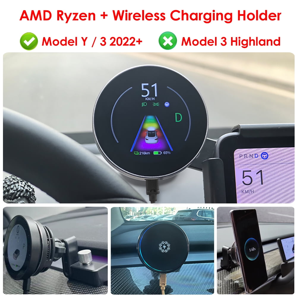 2024 Newest for Model Y 3 Performance Wireless Dashboard HUD Cluster ...
