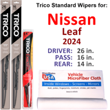 2024 Nissan Leaf Wiper Blades (Set of 3) w/Rear Wiper - Walmart.com