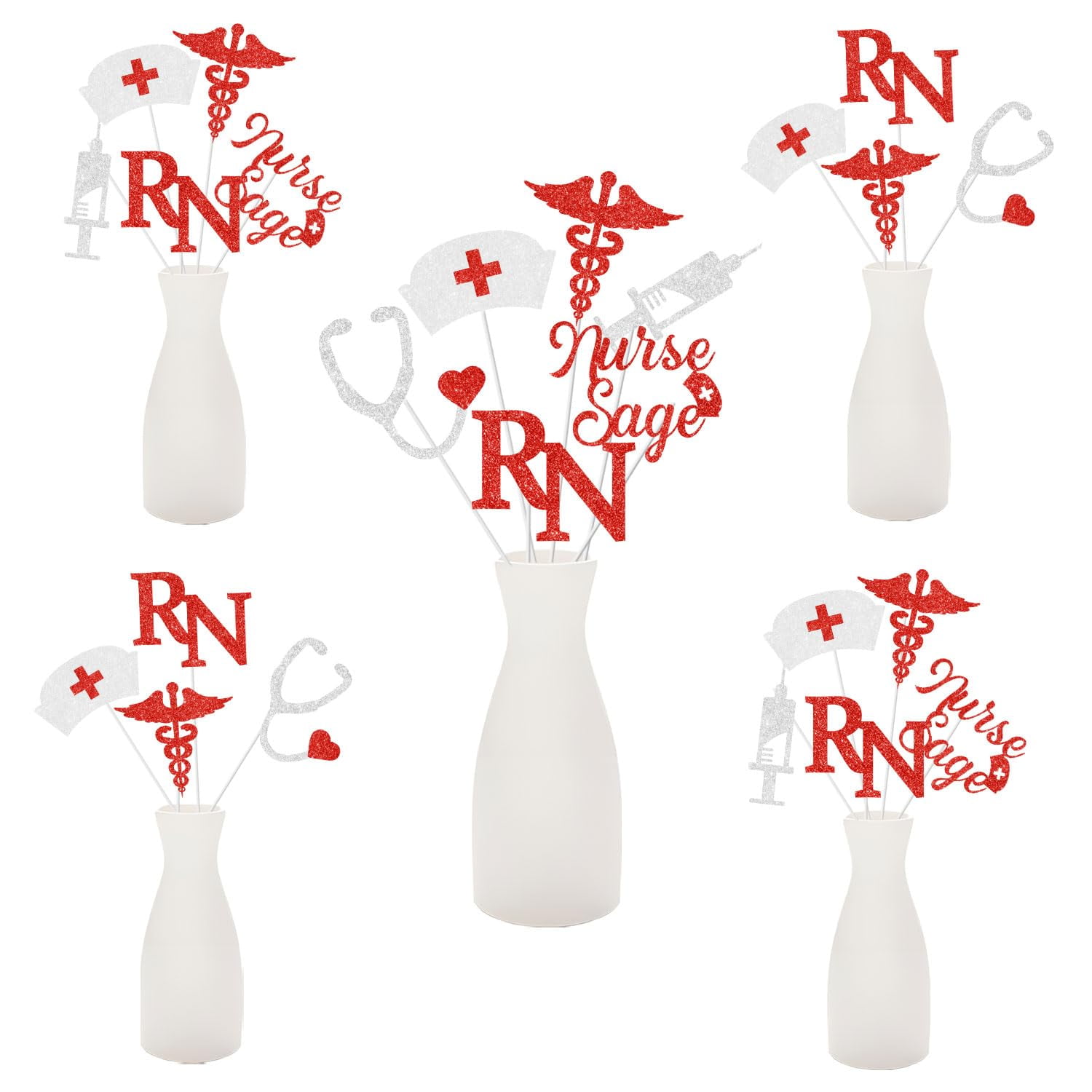 2024 Nurse Graduation Theme Table Sign - 24 Pcs Silver Theme Graduation ...