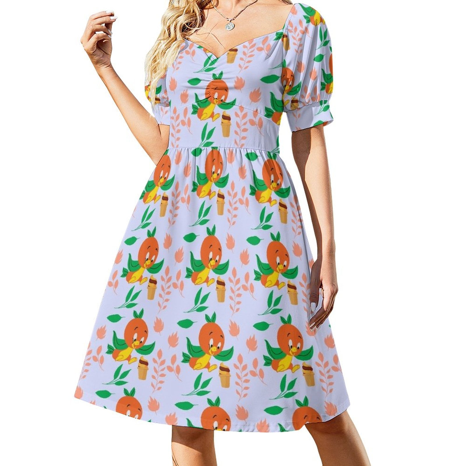 2024 Orange Bird and Citrus Swirl Dress evening dress ladies summer ...