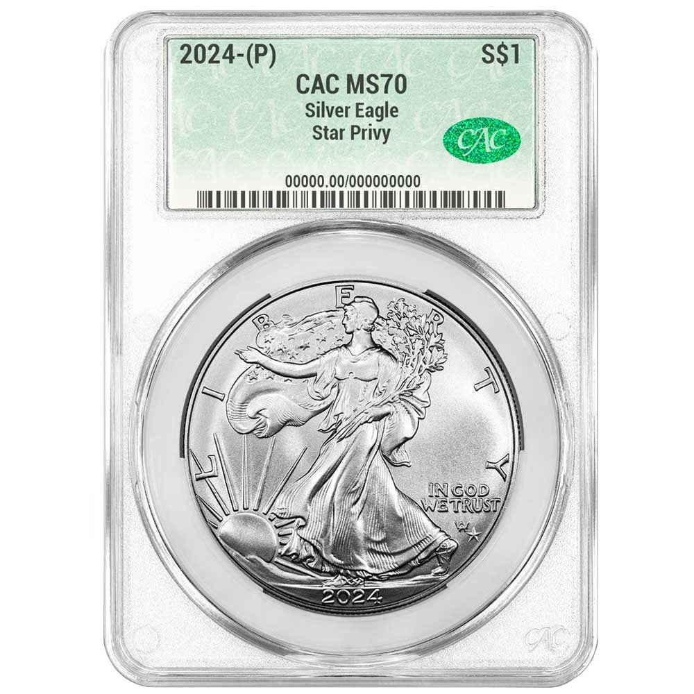 2024 (P) $1 American Silver Eagle Star Privy CACG MS70 - Walmart.com