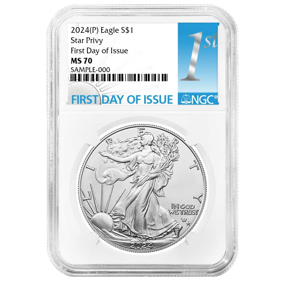 2024 (P) $1 American Silver Eagle Star Privy NGC MS70 FDI First Label - Walmart.com