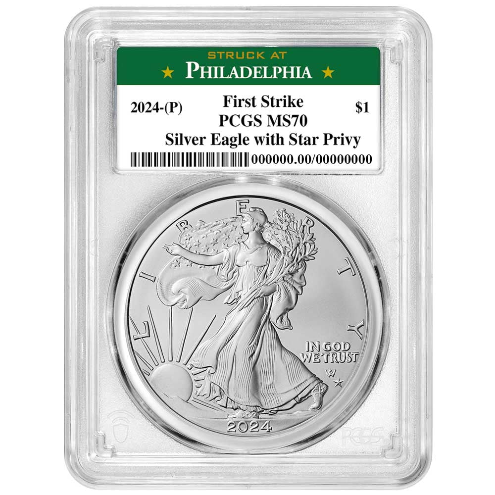 2024 (P) $1 American Silver Eagle Star Privy PCGS MS70 FS Philadelphia Label - Walmart.com