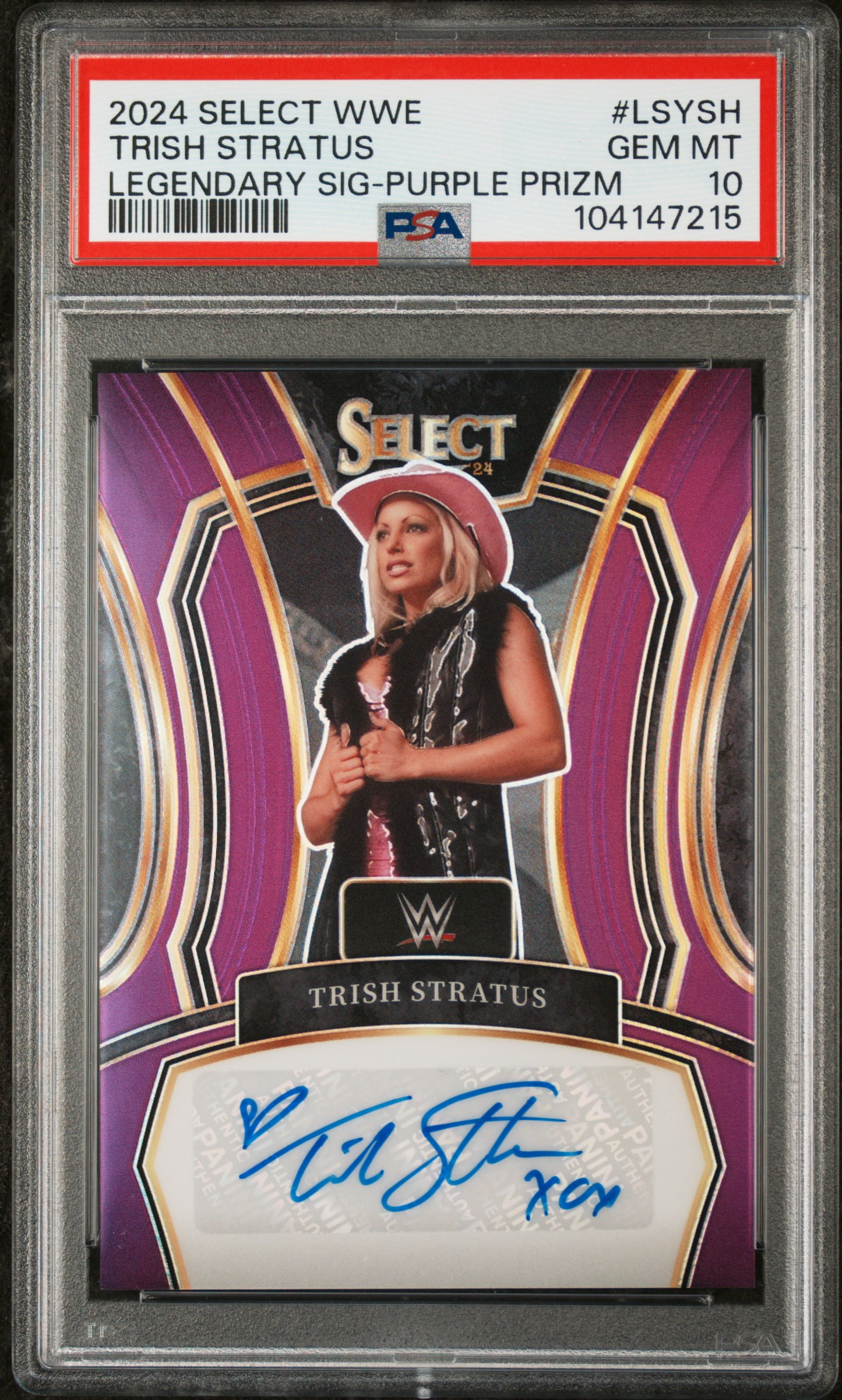 2024 Panini Select WWE Legendary Signatures #LSYSH Trish Stratus Legendary Sig-Purple Prizm PSA ...