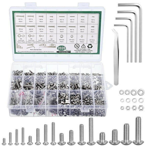 2024 Pcs Metric Screw Assortment, M2 M3 M4 M5 Bolts and Nuts Assortment ...
