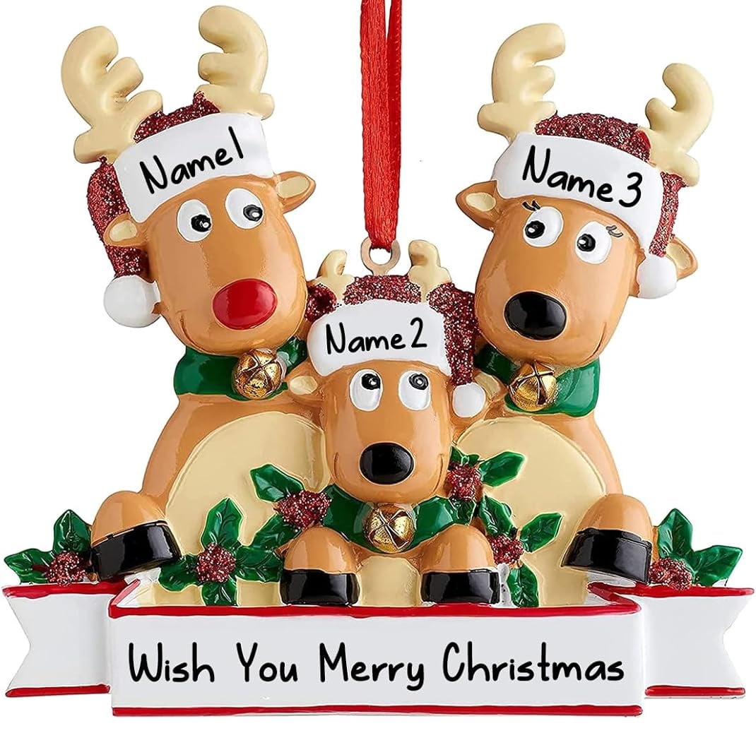 2024 Personalized Deer Christmas Ornaments Family of 3,4,5,6,7,8 Custom ...
