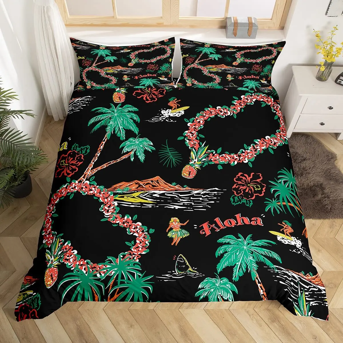2024 Pineapple Duvet Cover Tropical Palm Tree Leaves Bedding Set ...