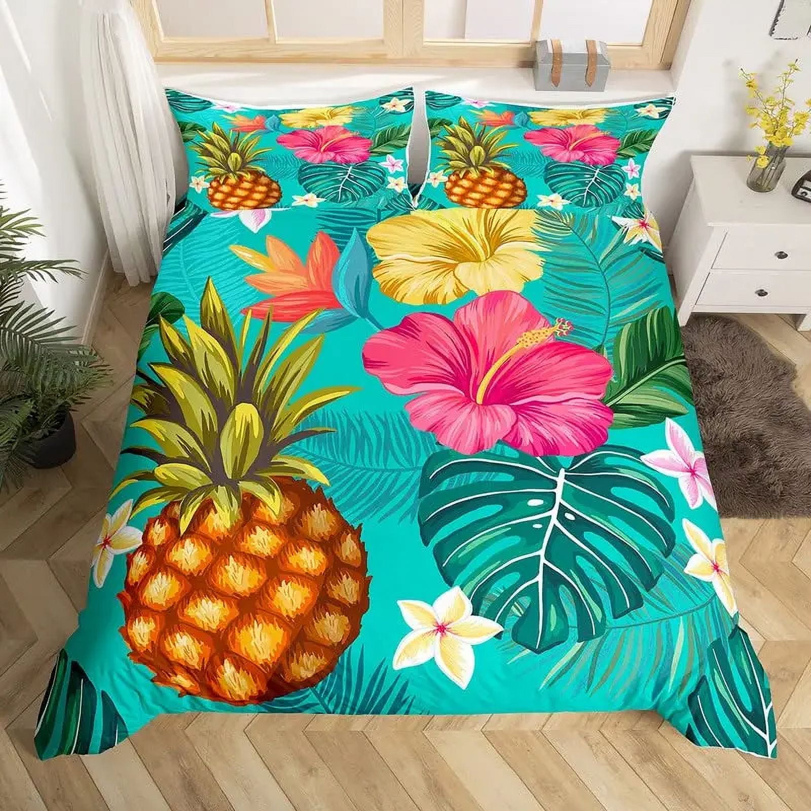 2024 Pineapple Duvet Cover Tropical Palm Tree Leaves Bedding Set ...