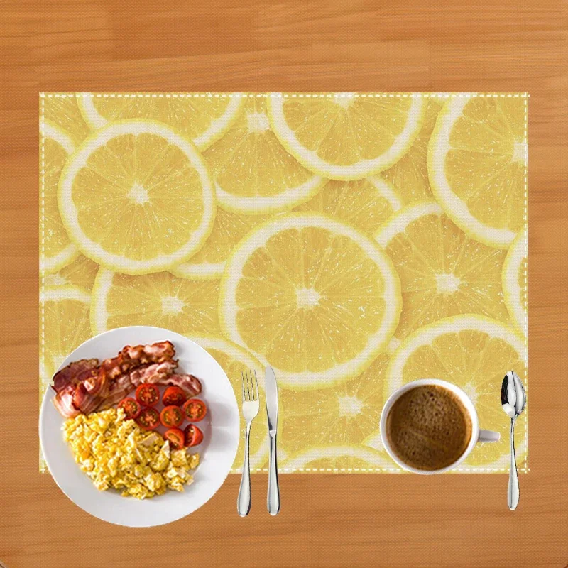 2024 Placemat Cute Fruit Avocado Lemon Strawberry Print Coffee Cup Pads ...