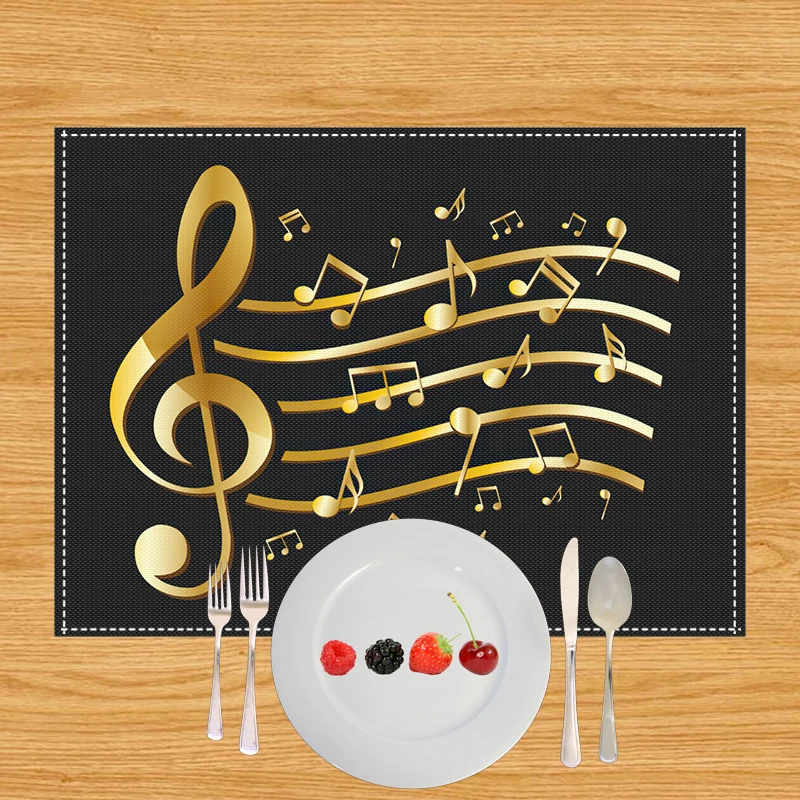2024 Placemat Fashion Music Note Print Table Mats for Kitchen Dinner ...