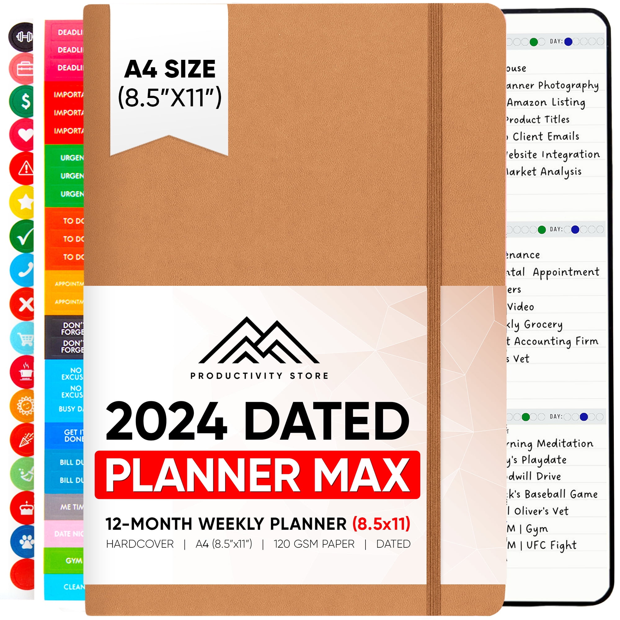 Productivity Store 2024 Planner, 8.5 x 11, Leather, Daily, Weekly, Monthly, A4 - Walmart.com