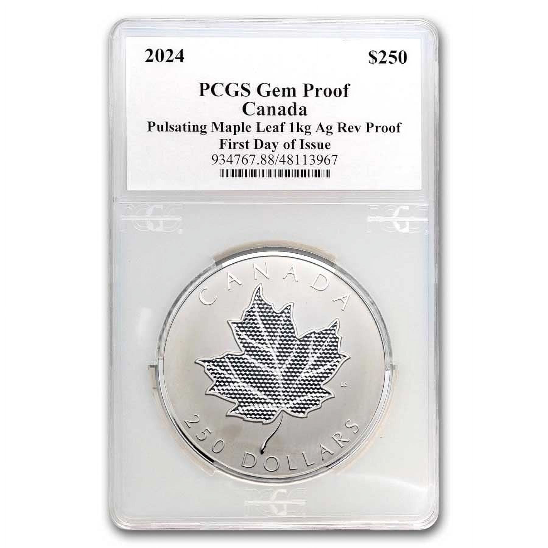 2024 RCM 1 Kilo Silver $250 Pulsating Maple Leaf Gem Proof FDI ...