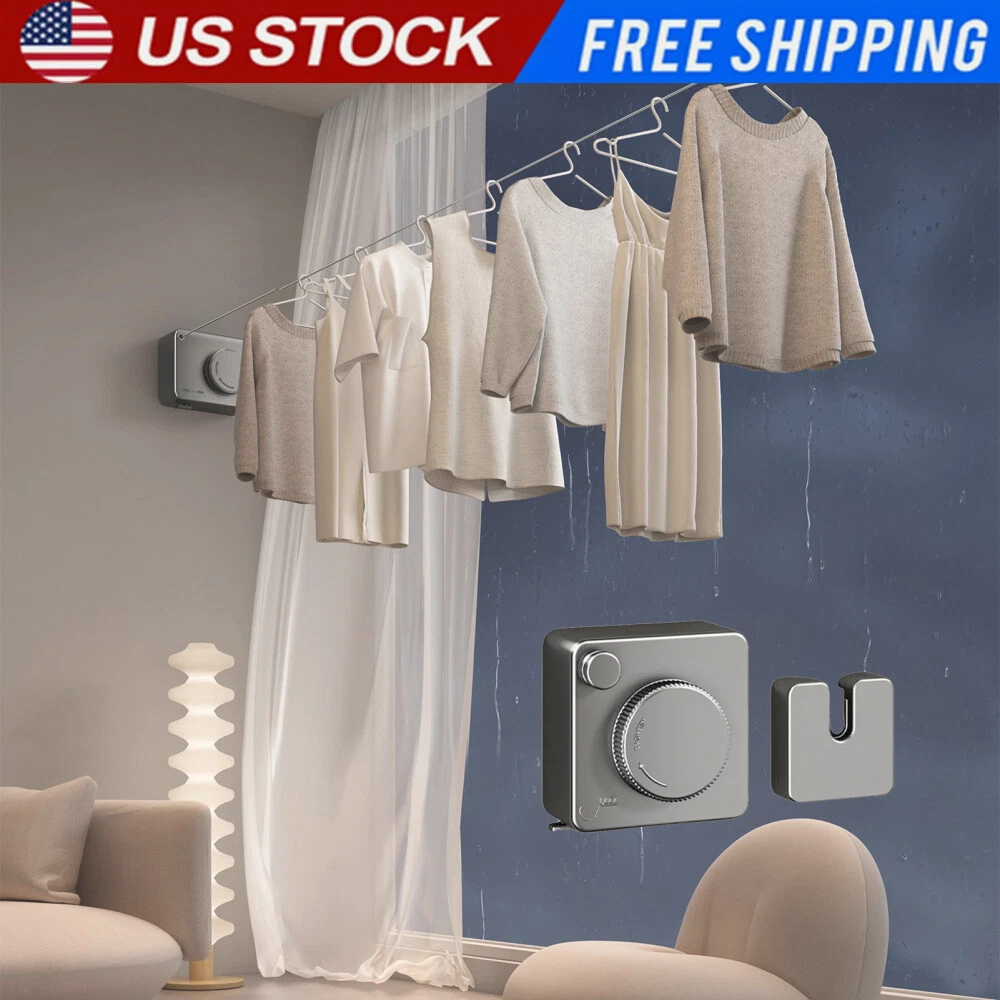 2024 Retractable Invisible Drying Clothesline Heavy Duty Retracting ...