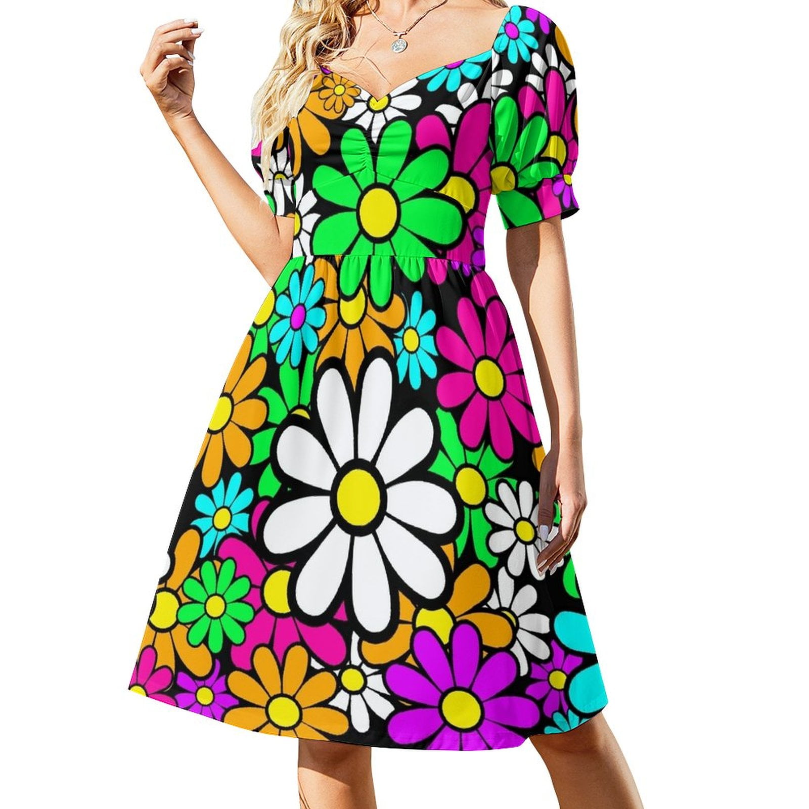 2024 Retro Happy Daisy Daisies Flowers Happy Flowers Pattern Dress ...