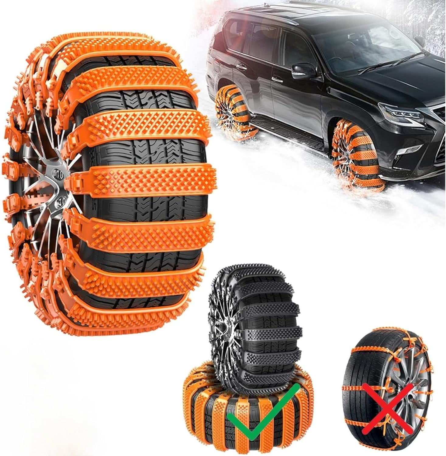 2024 Reusable Anti Snow Chains,Portable Snow Tire Chain,zip Tie Snow Chains for Car Tires,car ...