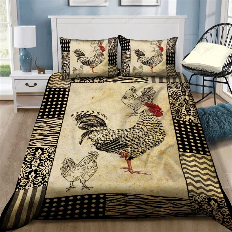 2024 Rooster Bedding Set Farm Animal Duvet Cover Full King Size ...