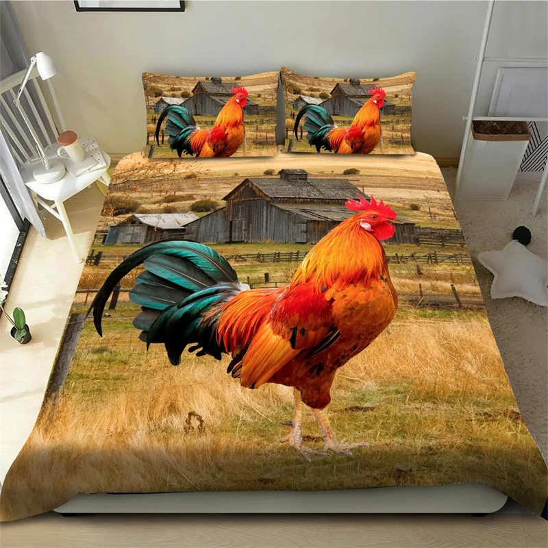 2024 Rooster Bedding Set Farm Animal Duvet Cover Full King Size ...