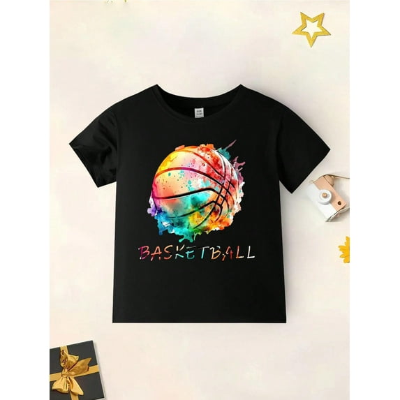 2024 Round Neck Short Sleeve T-Shirt For Young Boy, With Cool Slogan ...