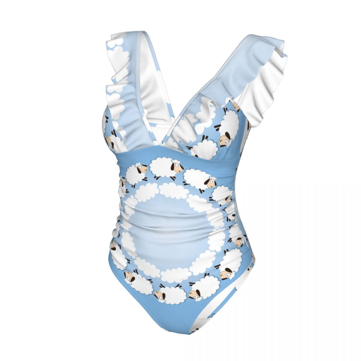 2024 Ruffle Swimwear Women Sheep One And Piece White Up Swimsuit Push