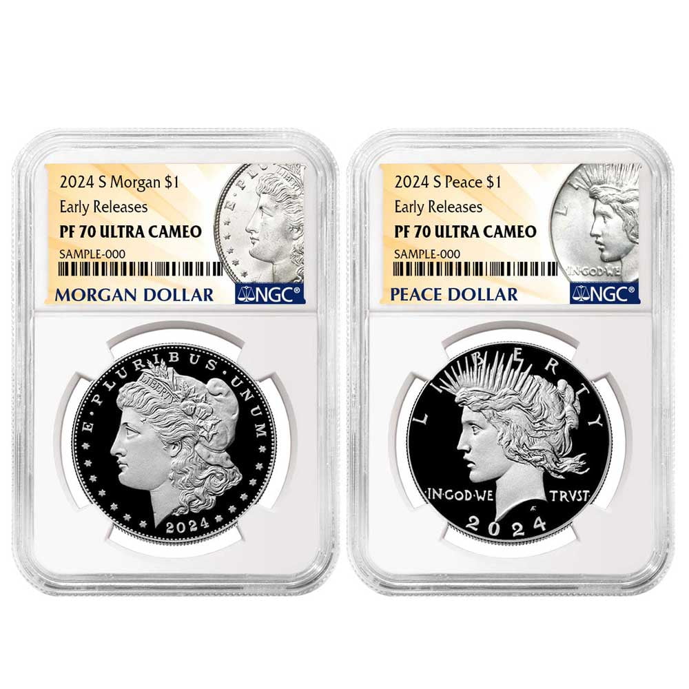 2024-S $1 Proof Morgan and Peace Silver Dollar 2pc Set NGC PF70UC ER ...