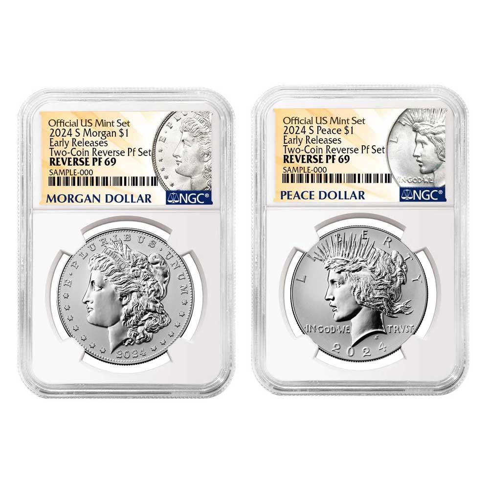 2024-S Reverse Proof $1 Morgan and Peace Silver Dollar 2pc Set NGC PF69 ...