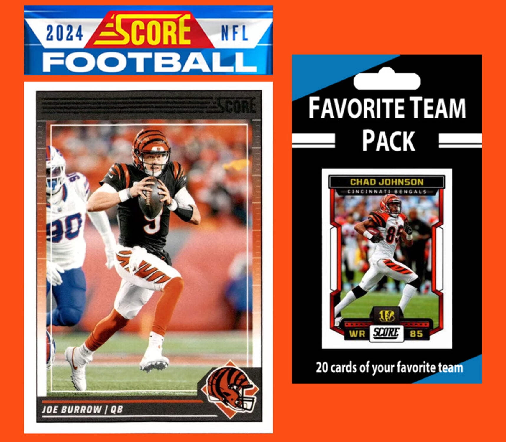 2024 SCORE Bengals Team Set Joe Burrow + 20 Card Pack Chad Johnson ...