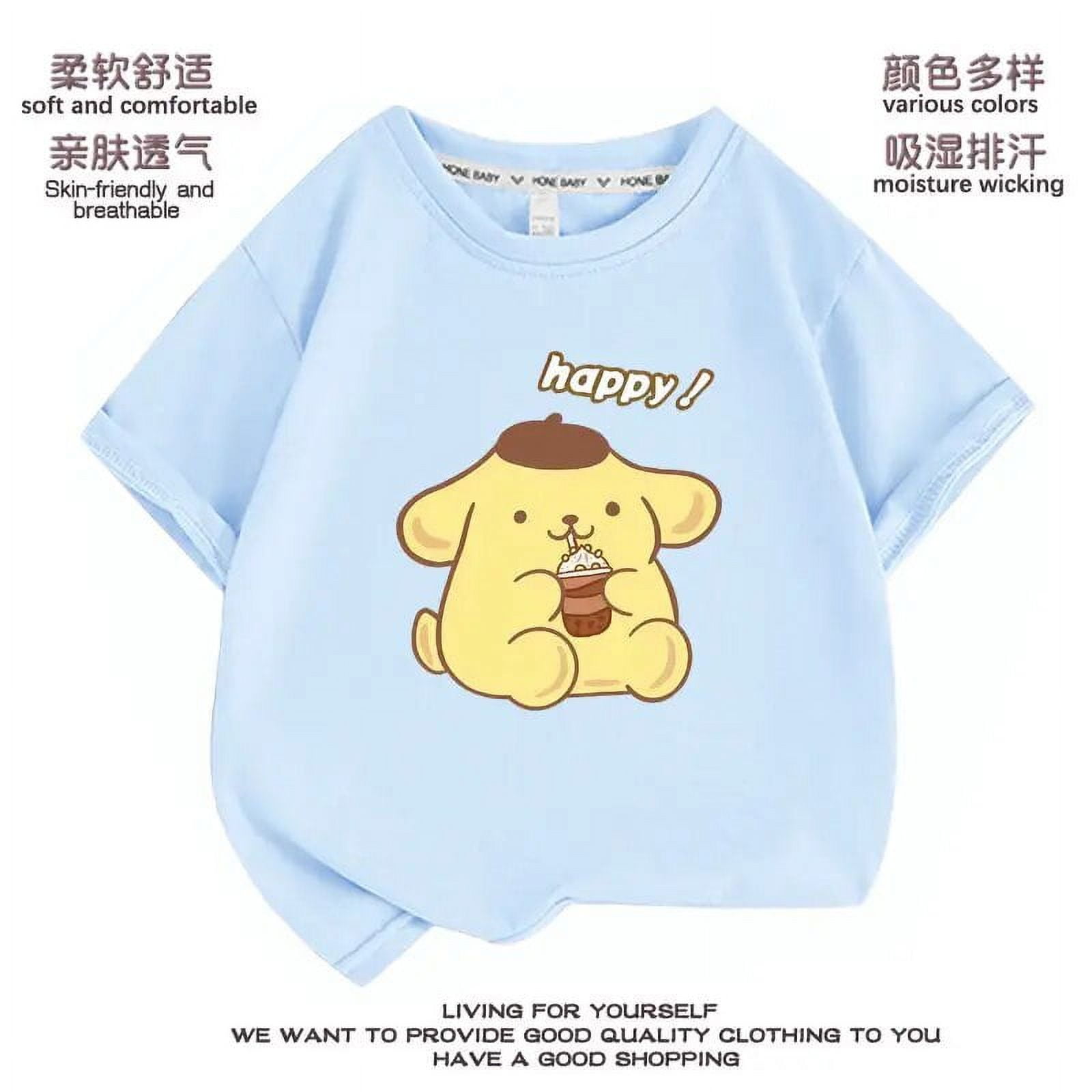 2024 Sanrio Cute Pompompurin Girls T-Shirt Kawaii Anime Print Babys ...