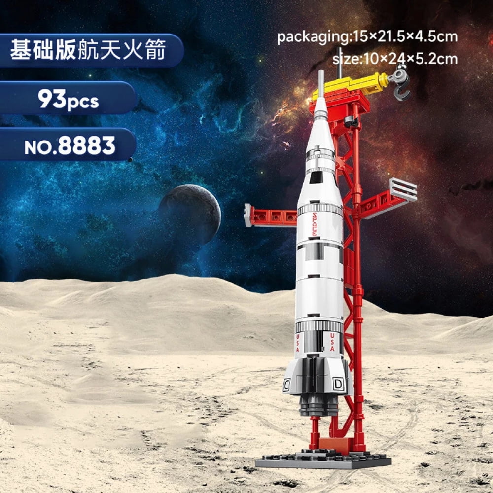 2024 Saturn 5 Rocket Dragon Ship Space Station Aviation Spaceport Model ...