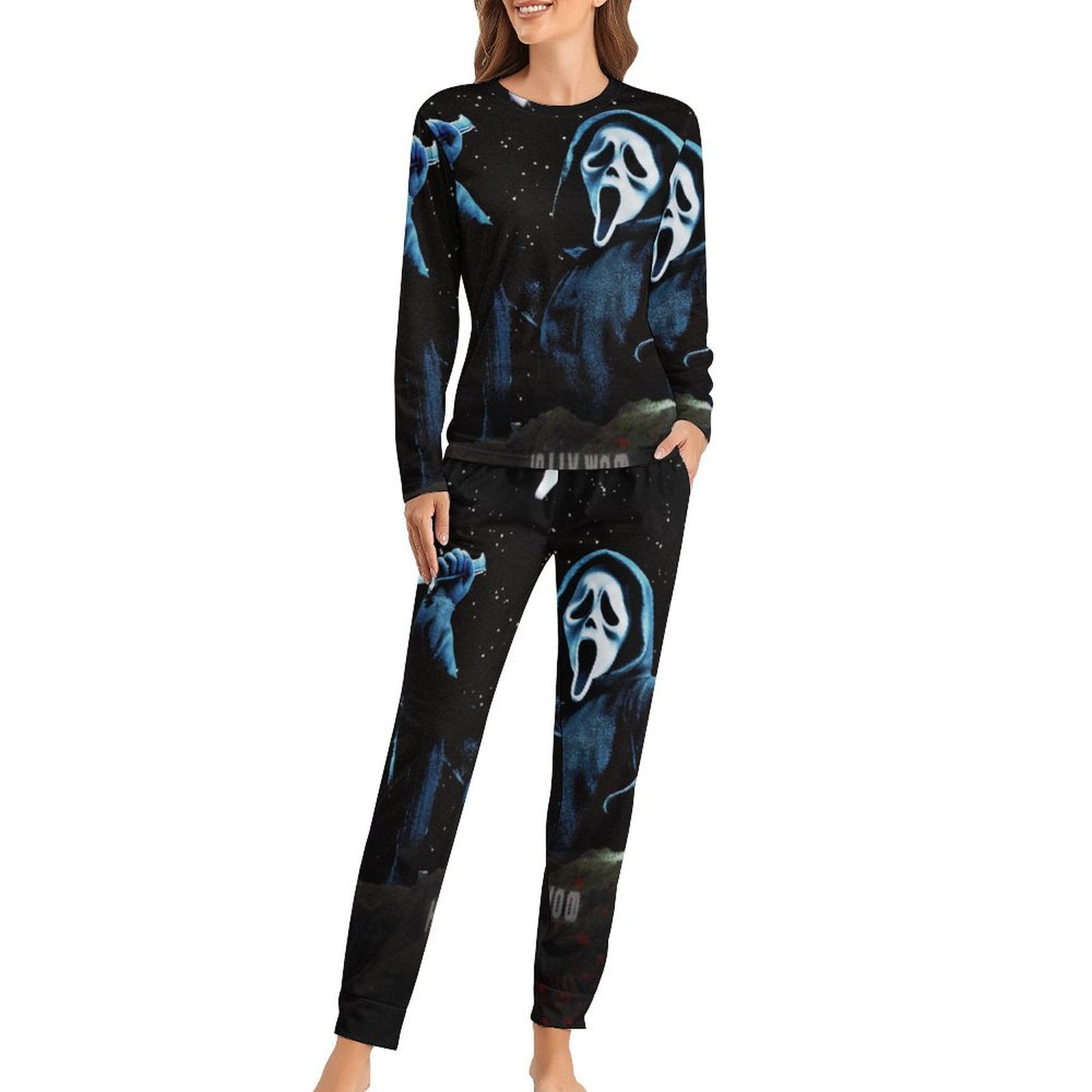 2024 Scream Ghostface Women's Pajama Set Soft Cozy House Wear Sets Long ...