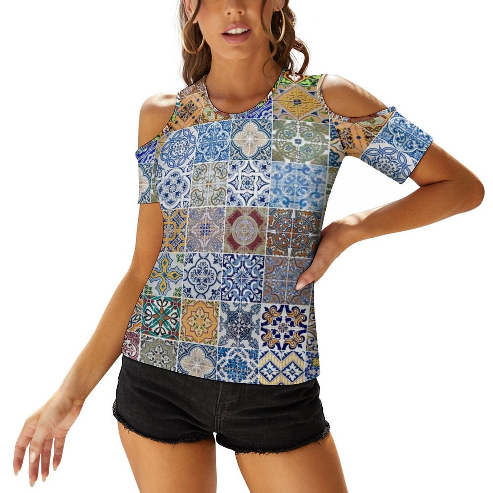 2024 Set Of 48 Ceramic Tiles Patterns Women'S T-Shirt Summer Fashion ...
