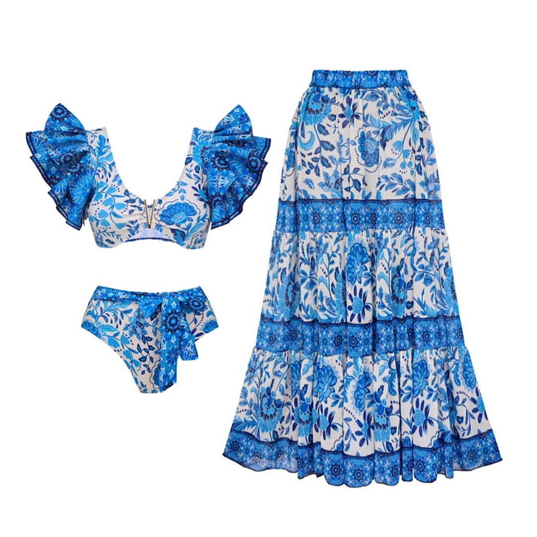 2024 Sexy Ruffle Swimsuit Women Swimwear V Neck Bikini Bathing Suits ...