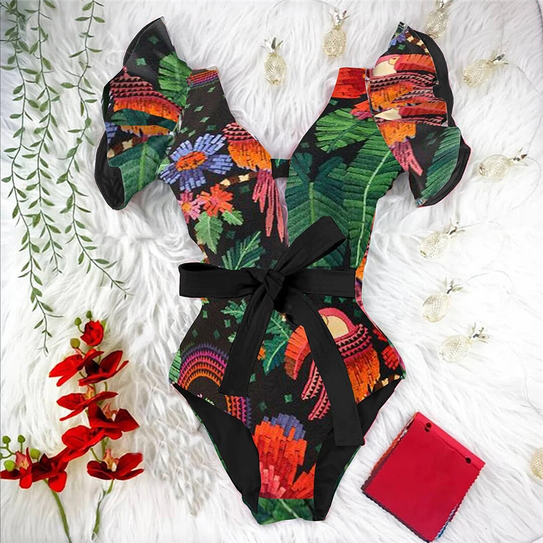 2024 Sexy V Neck One Piece Swimsuit Women Swimwear Push Up Bathing Suit ...