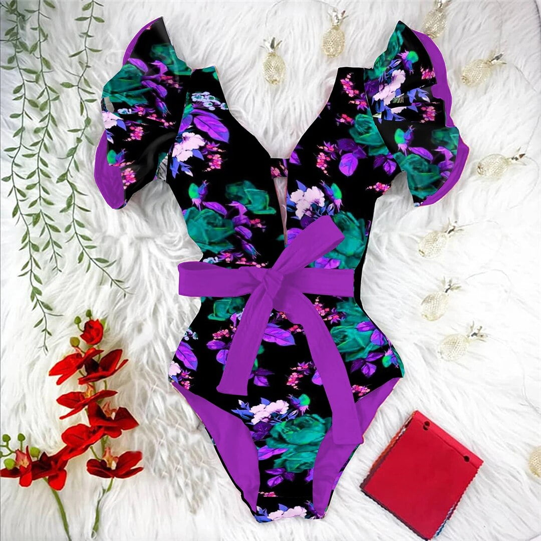 2024 Sexy V Neck One Piece Swimsuit Women Swimwear Push Up Bathing Suit ...