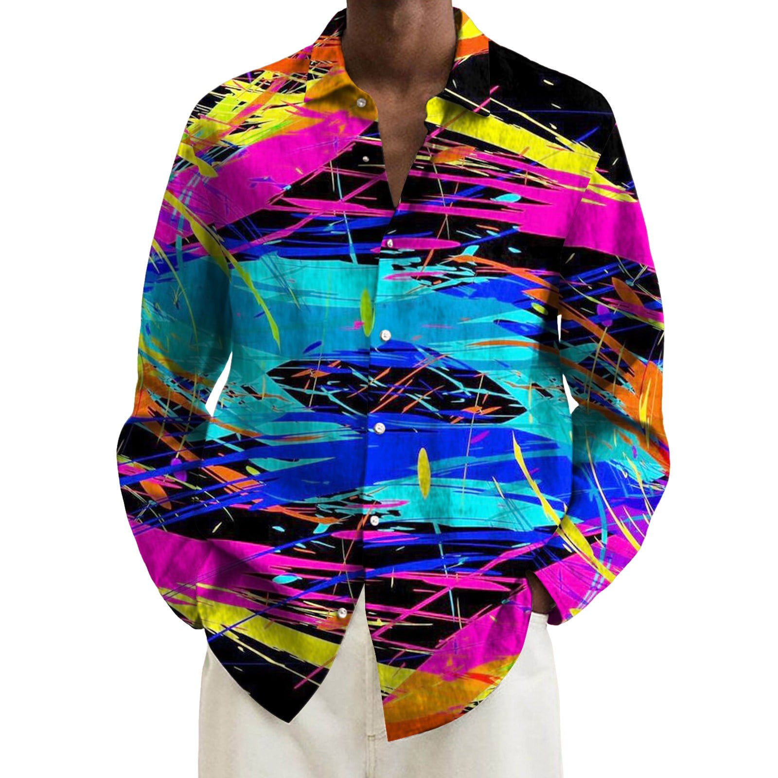 2024 Shirts for Men Men Casual Long Sleeve Autumn Winter Carnival 3D ...