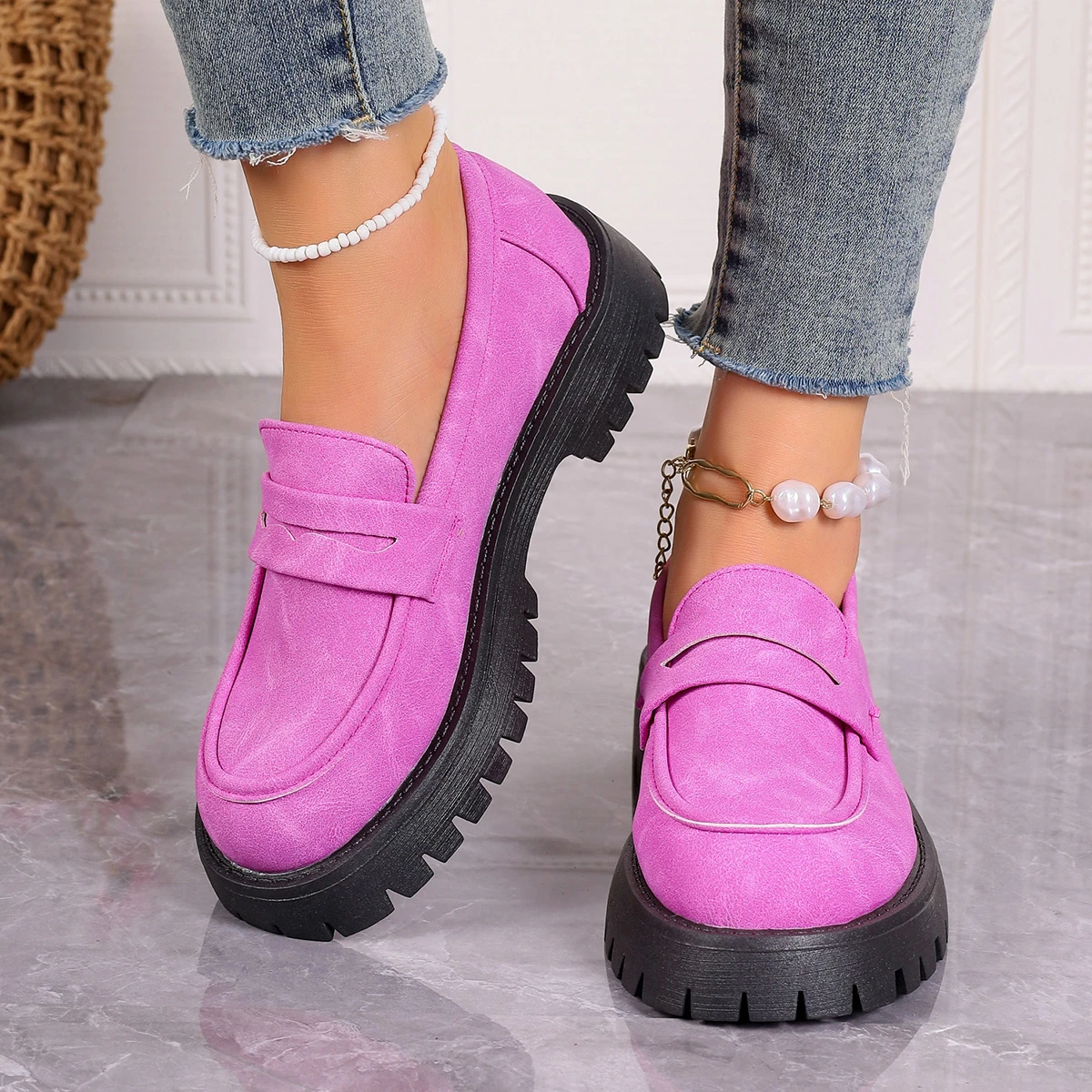 2024 Shoes Women Plus Size Loafers Women British Style Platform Shoes ...